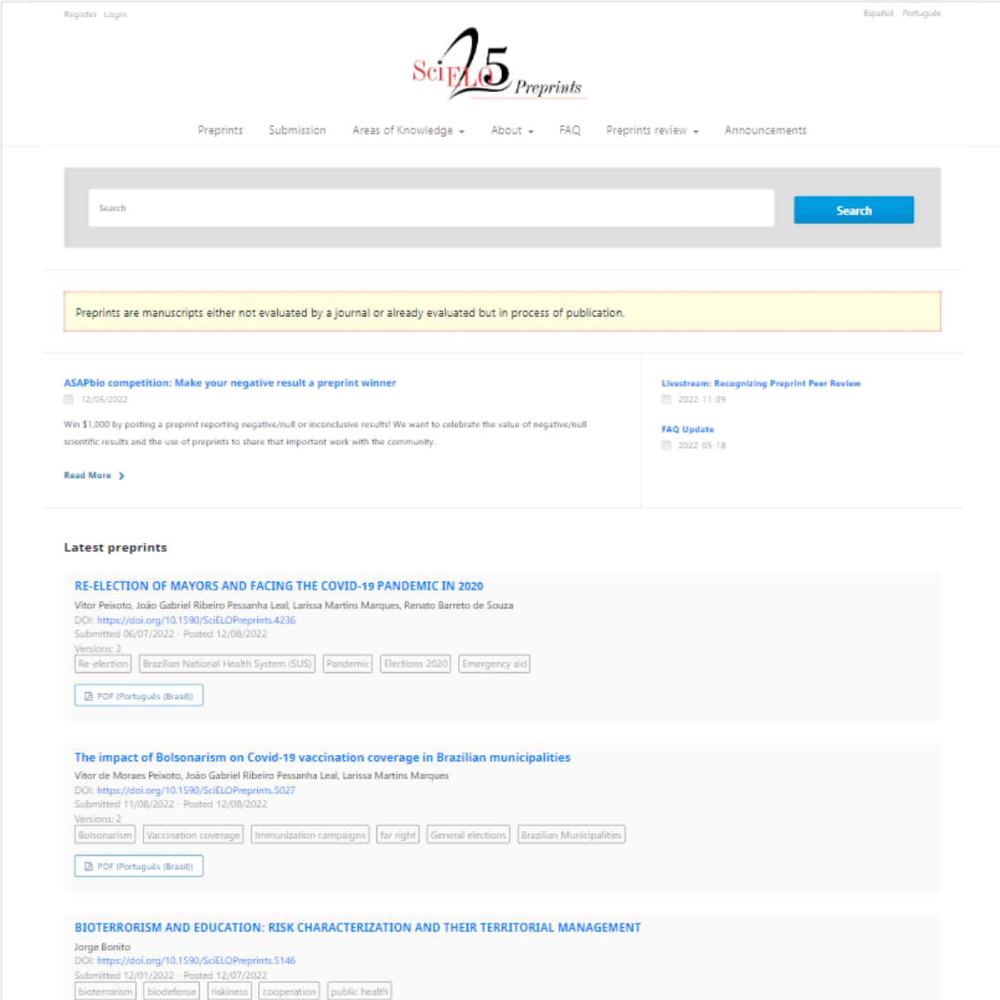 SciELO Preprints - Public Knowledge Project