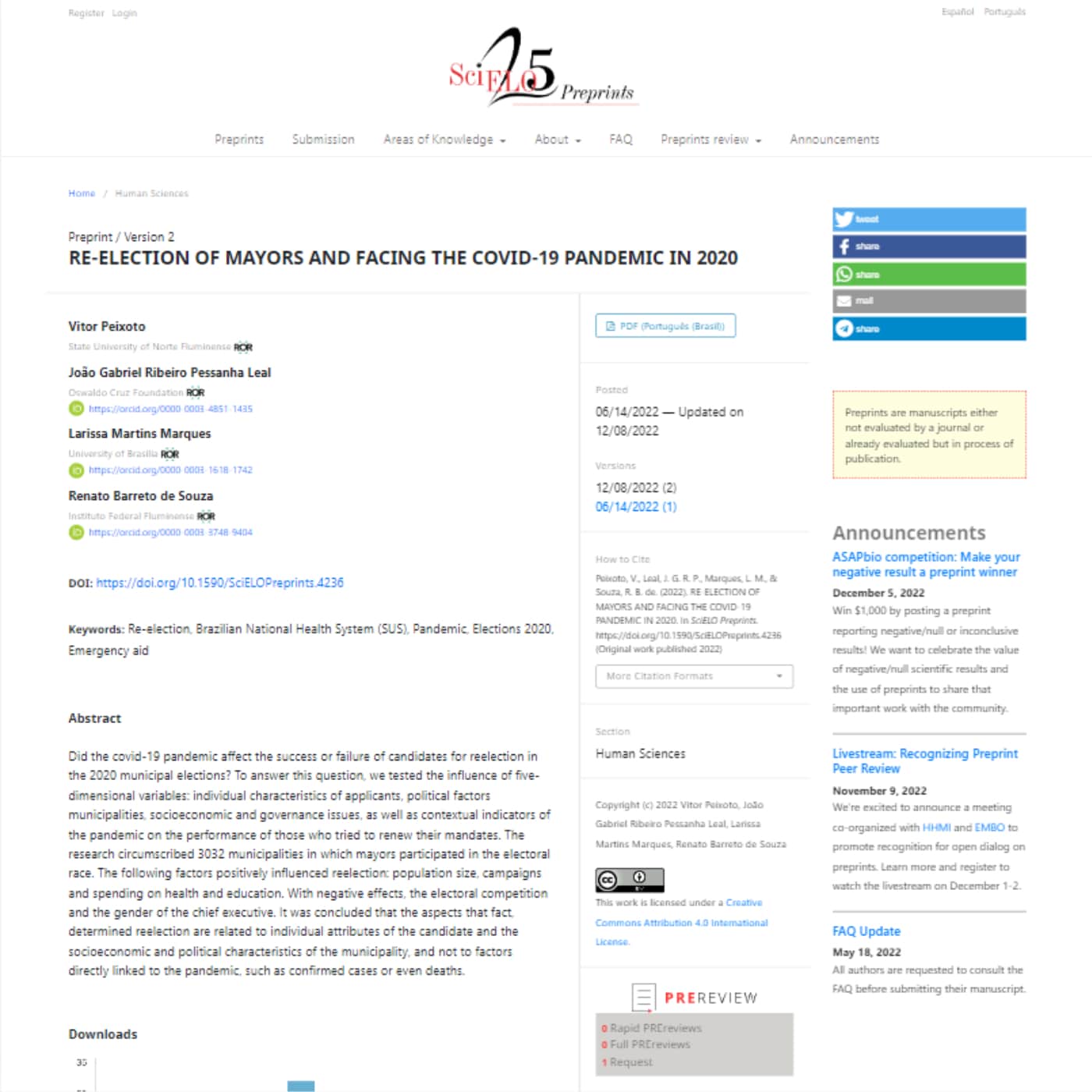 SciELO Preprints - Public Knowledge Project