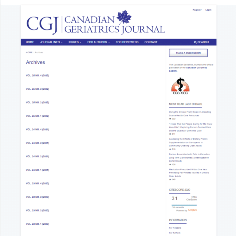 Canadian Geriatrics Journal - Public Knowledge Project