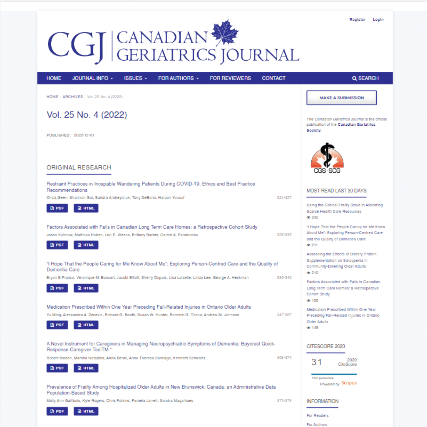 Canadian Geriatrics Journal - Public Knowledge Project