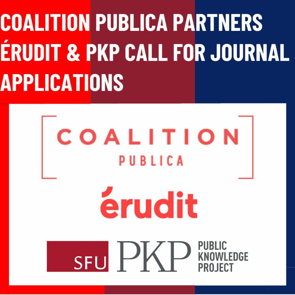 Coalition Publica Partners Call for Journals on Érudit Platform ...